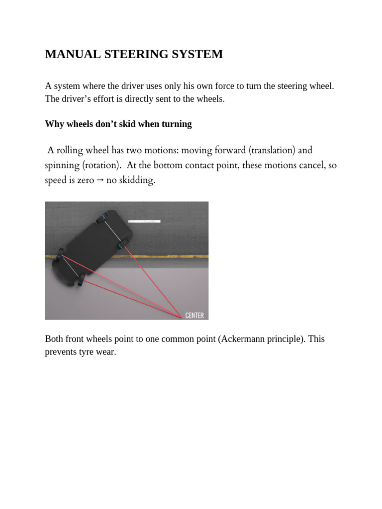 Manual Steering System Explained | PDF