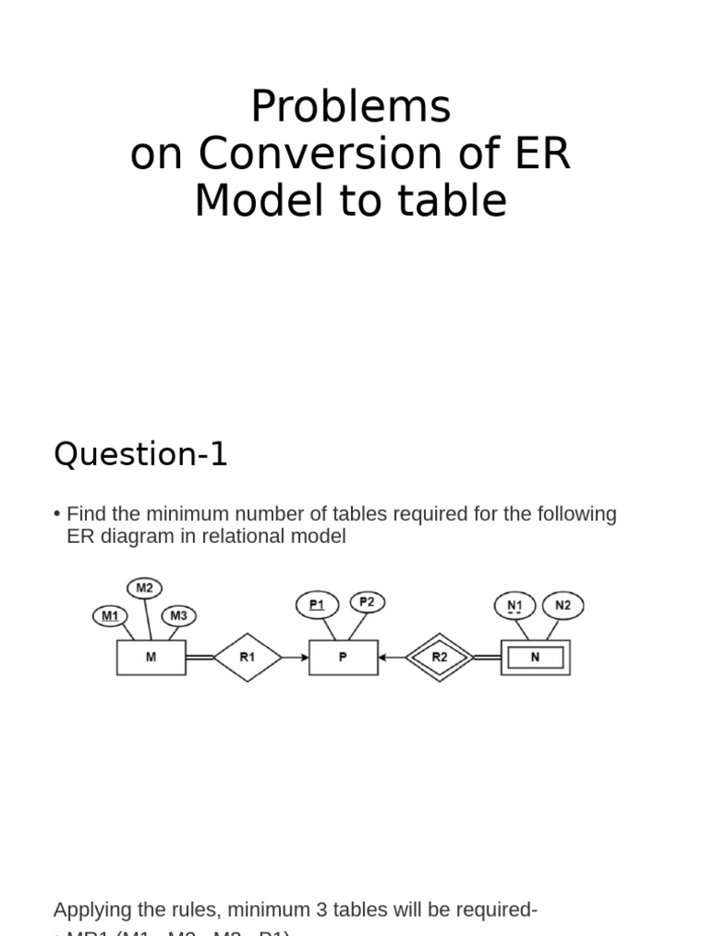 Question On Conversion of Er Model To Table | PDF