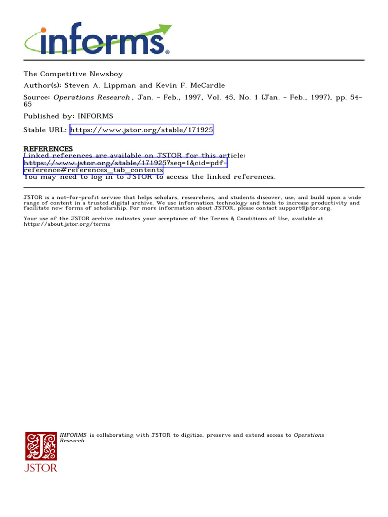 Lippman CompetitiveNewsboy 1997 | PDF | Demand | Economic Equilibrium