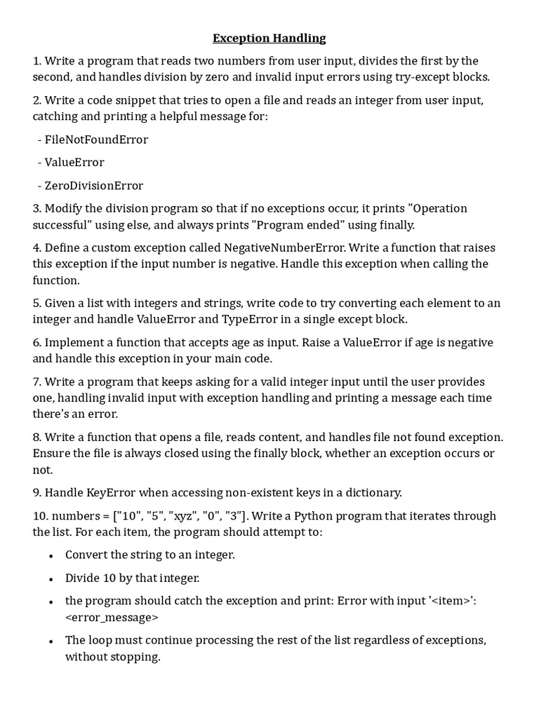 Exception Handling | PDF