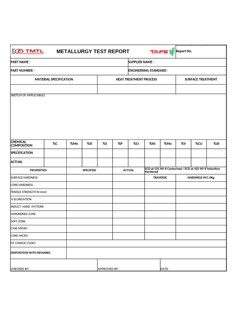 Metallurgy Test Report Overview | PDF
