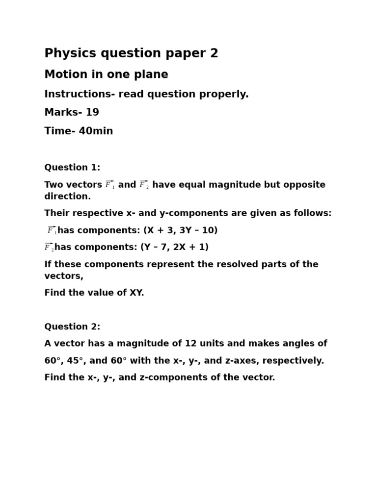 1D Motion Question Practice Bank | PDF