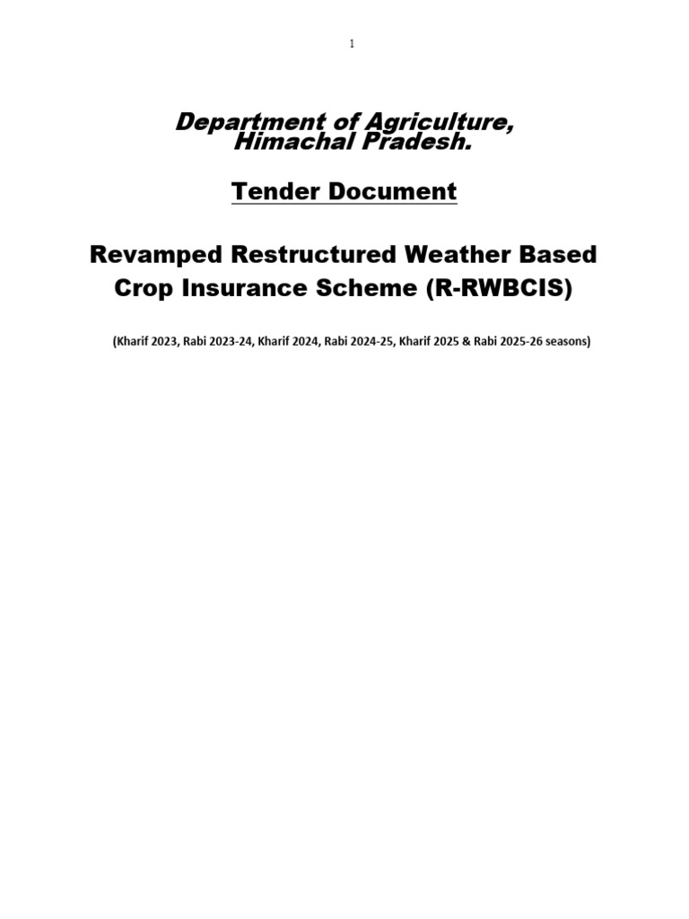 HP PMFBY 2023 Tender Document | PDF | Insurance | Legal Liability