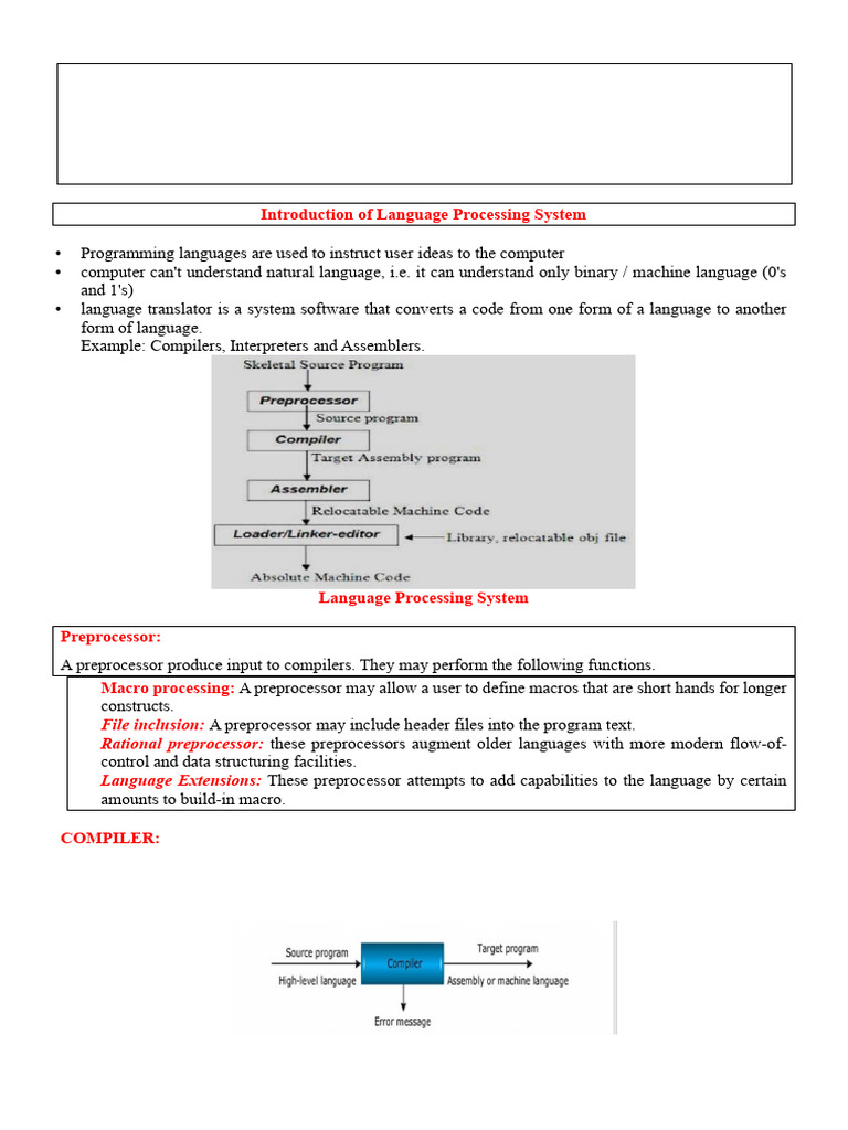 Compiler Design Module 1 Notes 2023-24 17-03-2024 | PDF | Class ...