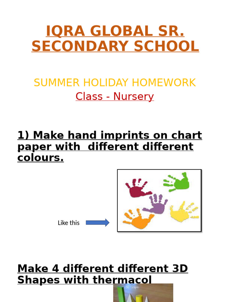 Class Nursery Homework | PDF