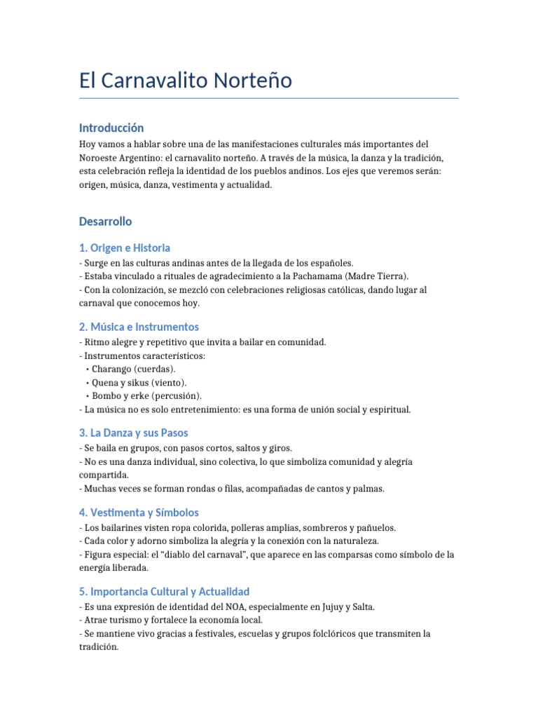 Carnavalito Norteño: Tradición y Cultura | PDF