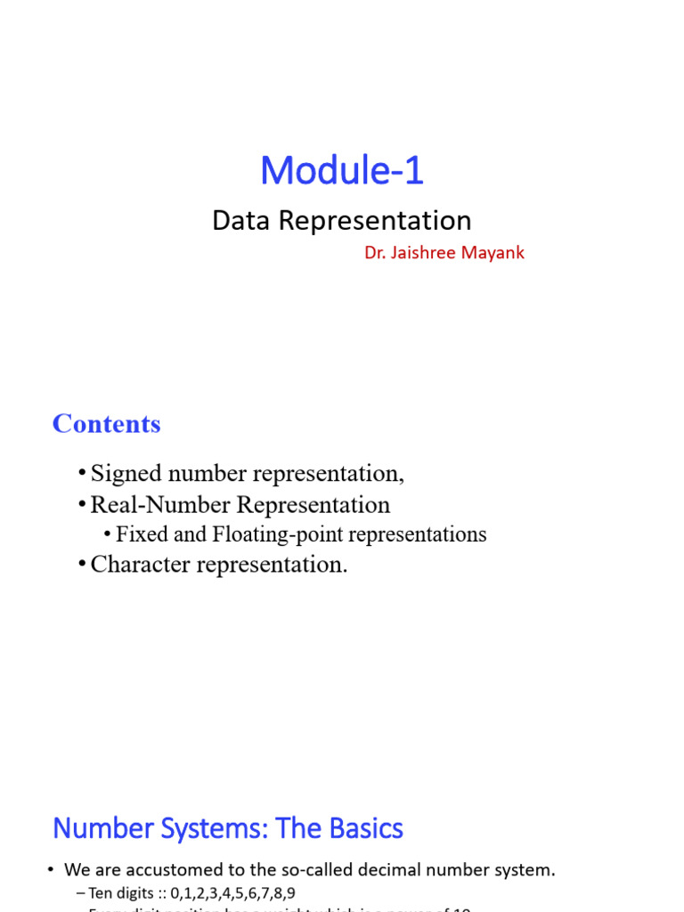 Module1 L3-Data Representation - Integer and Char | PDF | Character Encoding | Ebcdic