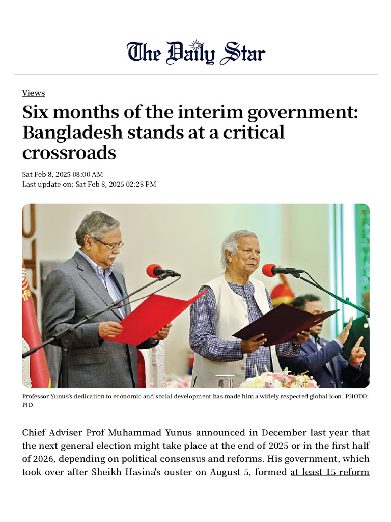 Bangladesh's Interim Government: Challenges Ahead | PDF
