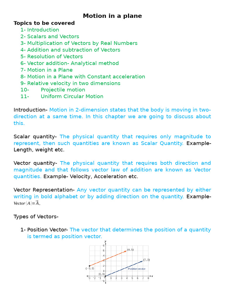 Understanding Motion in a Plane | PDF | Euclidean Vector | Velocity