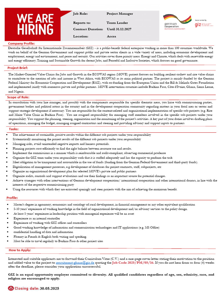 Project Manager for MOVE Initiative | PDF | Economies