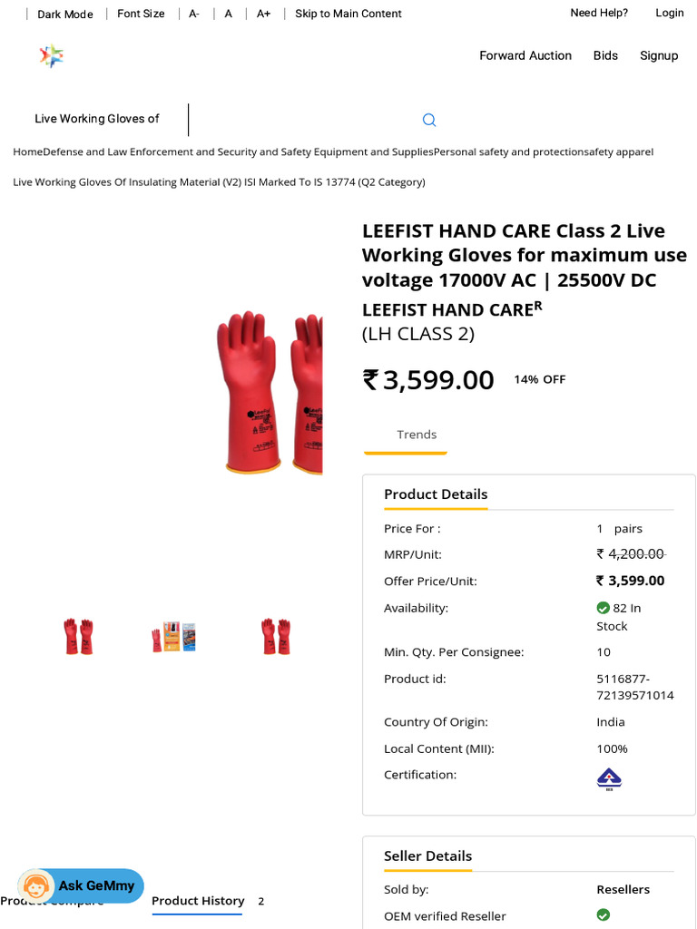 Buy LEEFIST HAND CARE Class 2 Live Working Gloves For Maximum Use ...