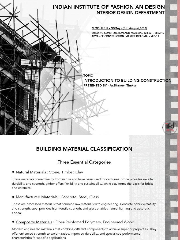 Introduction To Building Construction - MFA | PDF | Wall | Foundation ...