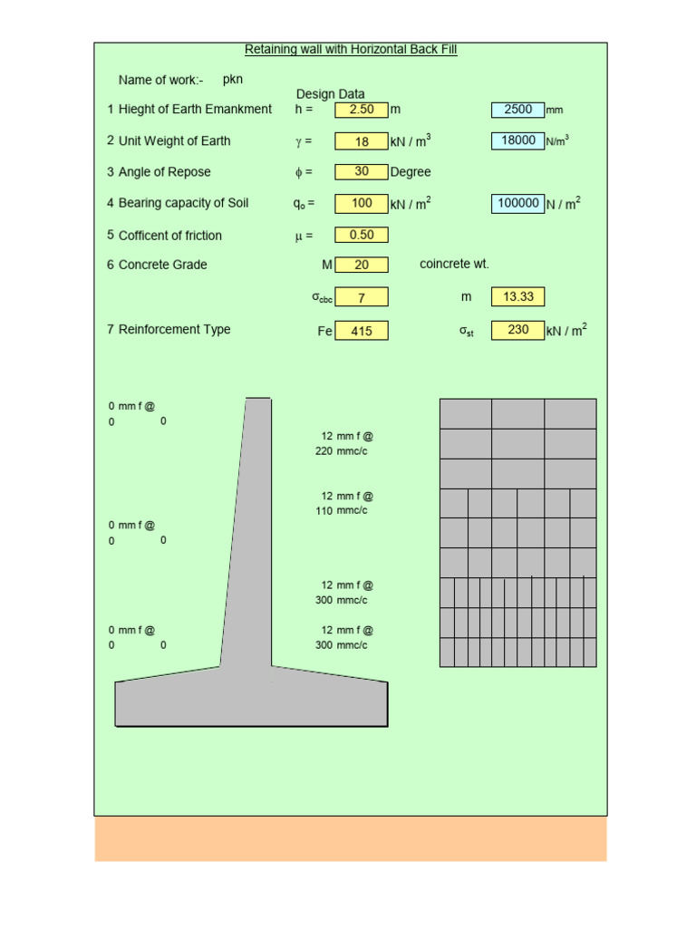 Retaining Wall Design Calculations | PDF | Mechanical Engineering ...