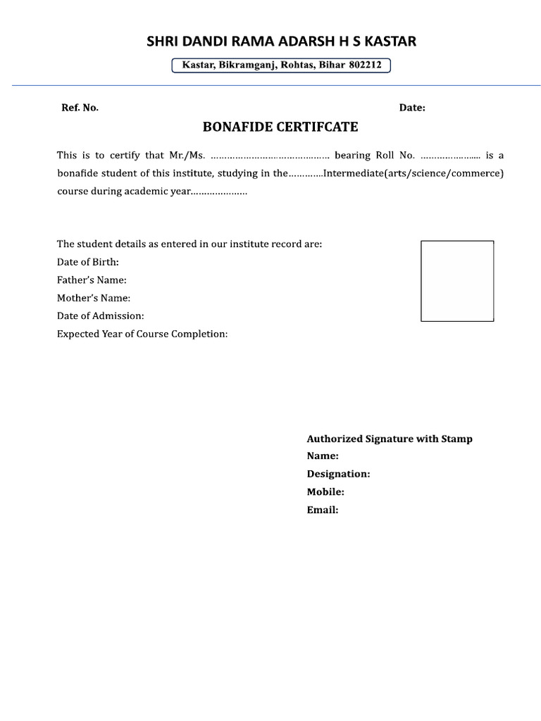 Bonafide Template | PDF