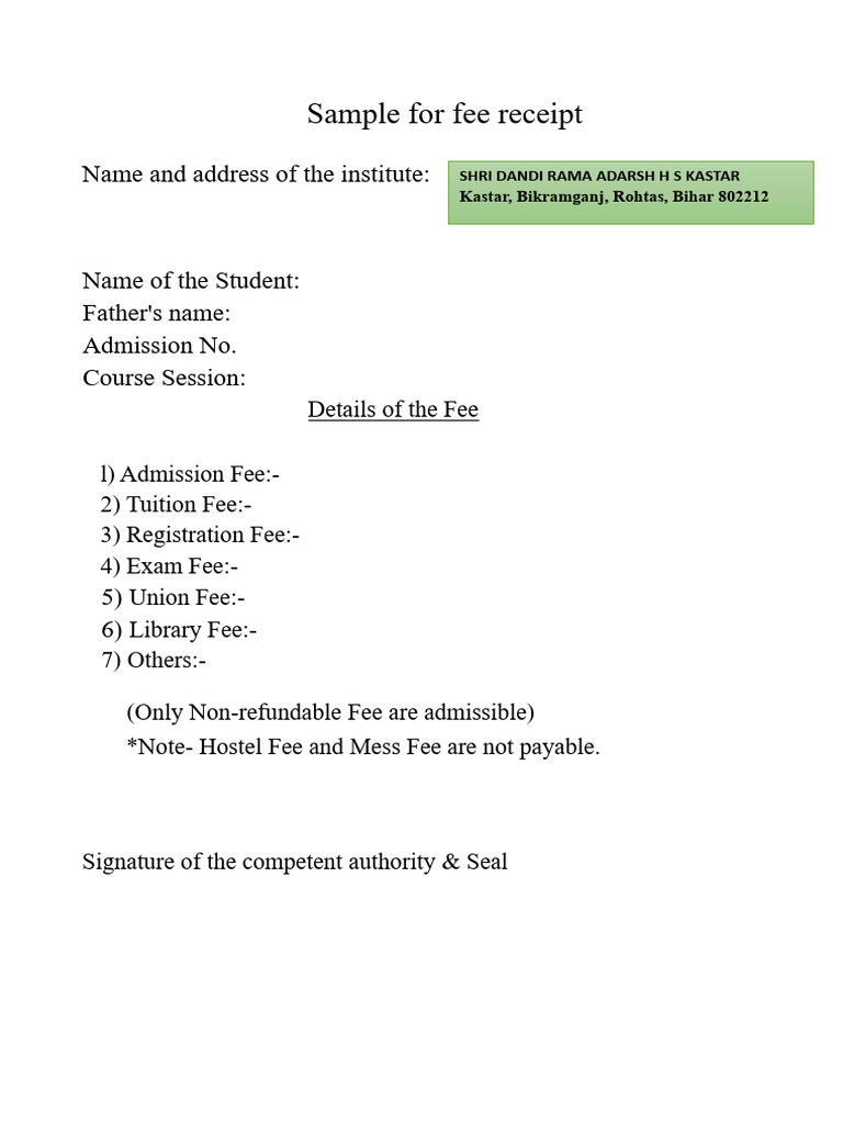 Fee Receipt Sample Final New New | PDF