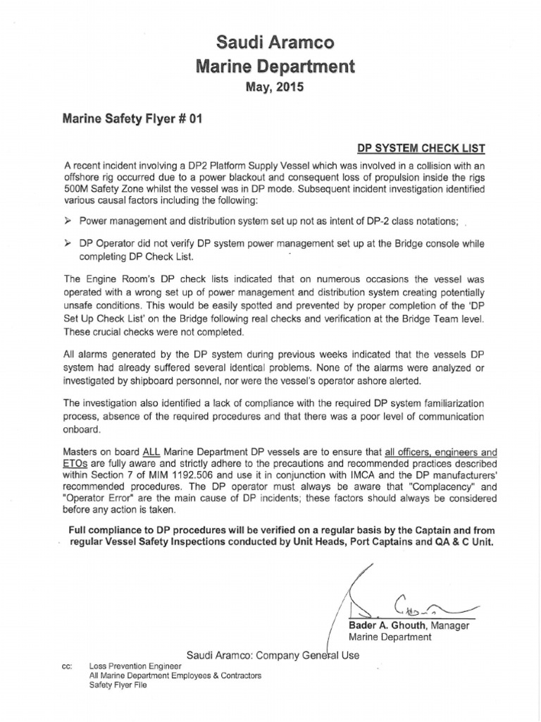 Safety Flyer 15-01 DP Check Lists | PDF