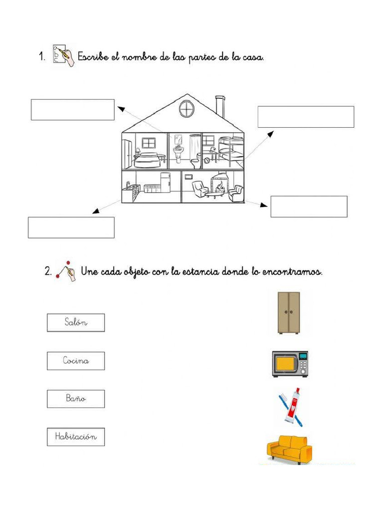 Ambientes de La Casa Ficha II | PDF