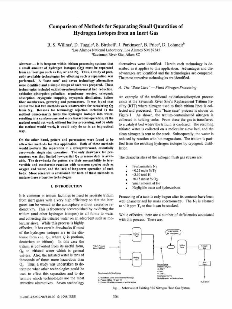 Hydrogen Isotope Separation Methods | PDF | Hydrogen | Nitrogen
