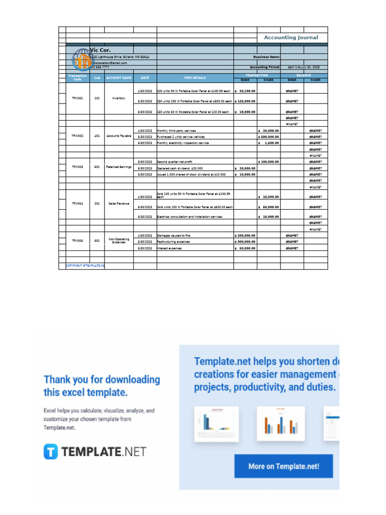 Accounting Journal Template for 2023 | PDF | Debits And Credits ...