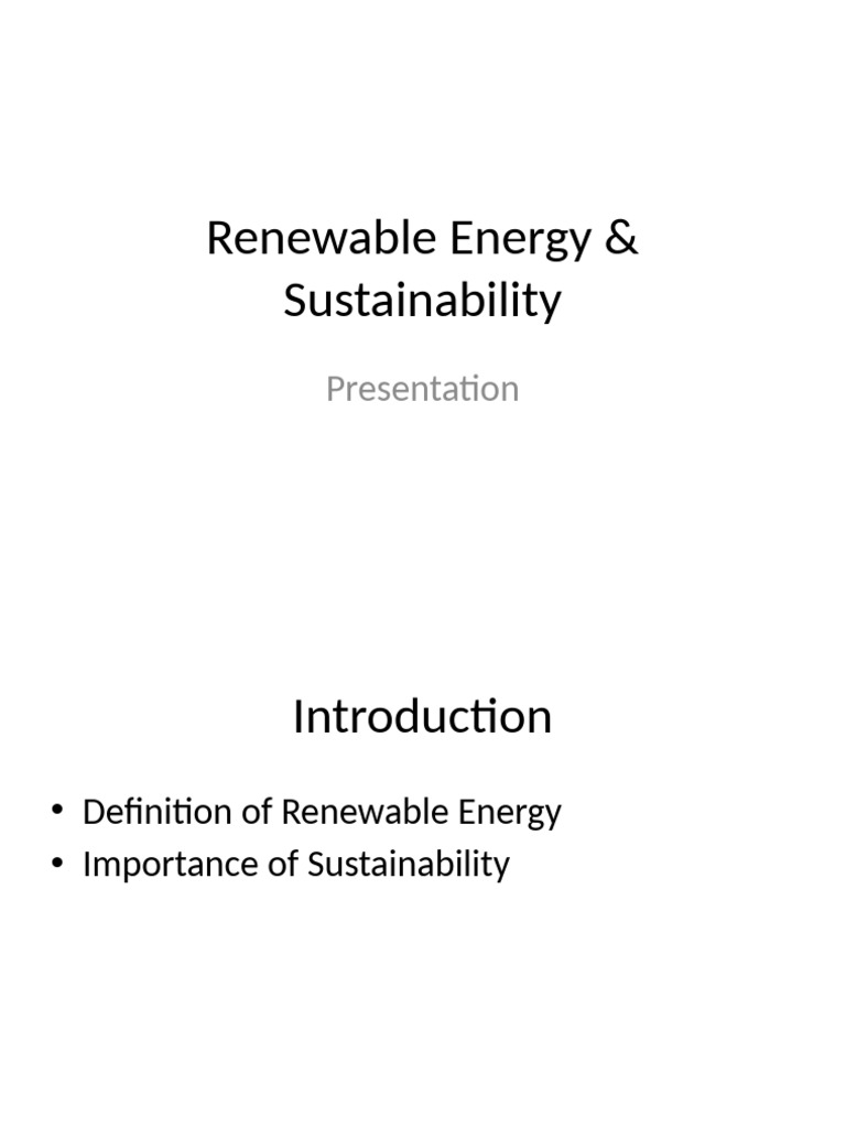 Renewable Energy & Sustainability | PDF
