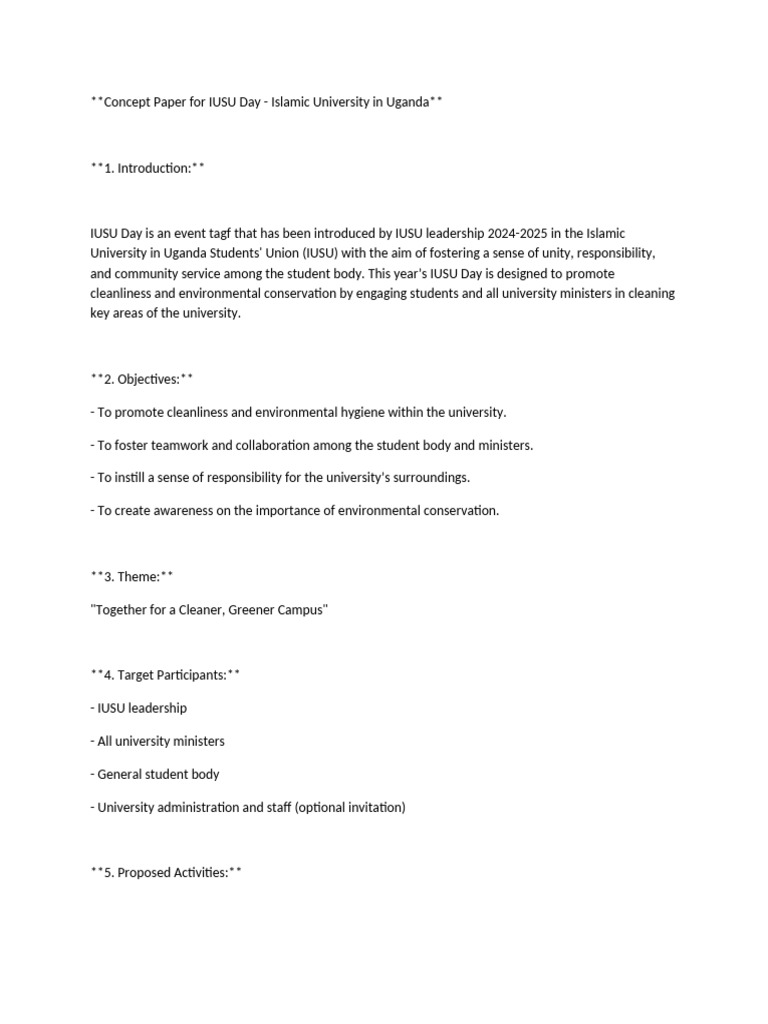 Concept Paper IUIU by Aguti | PDF | Natural Environment