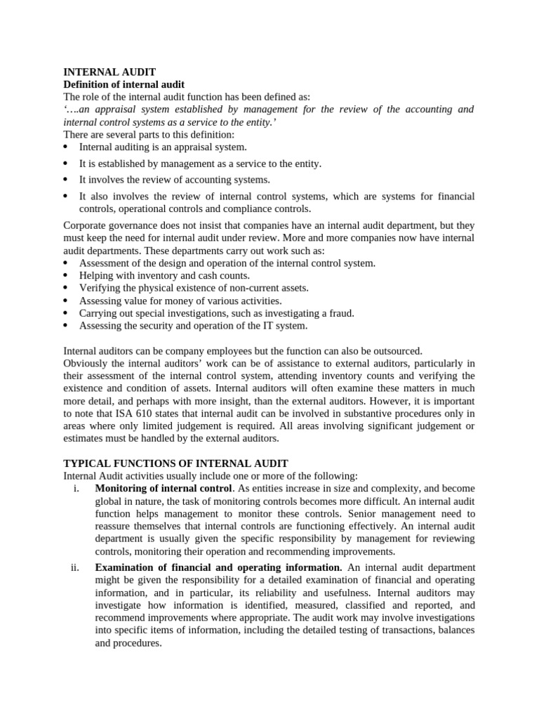 Internal Audit | PDF | Audit | Internal Audit