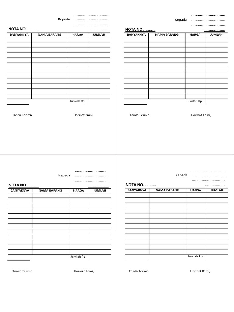 Format Nota Pembelian Barang | PDF