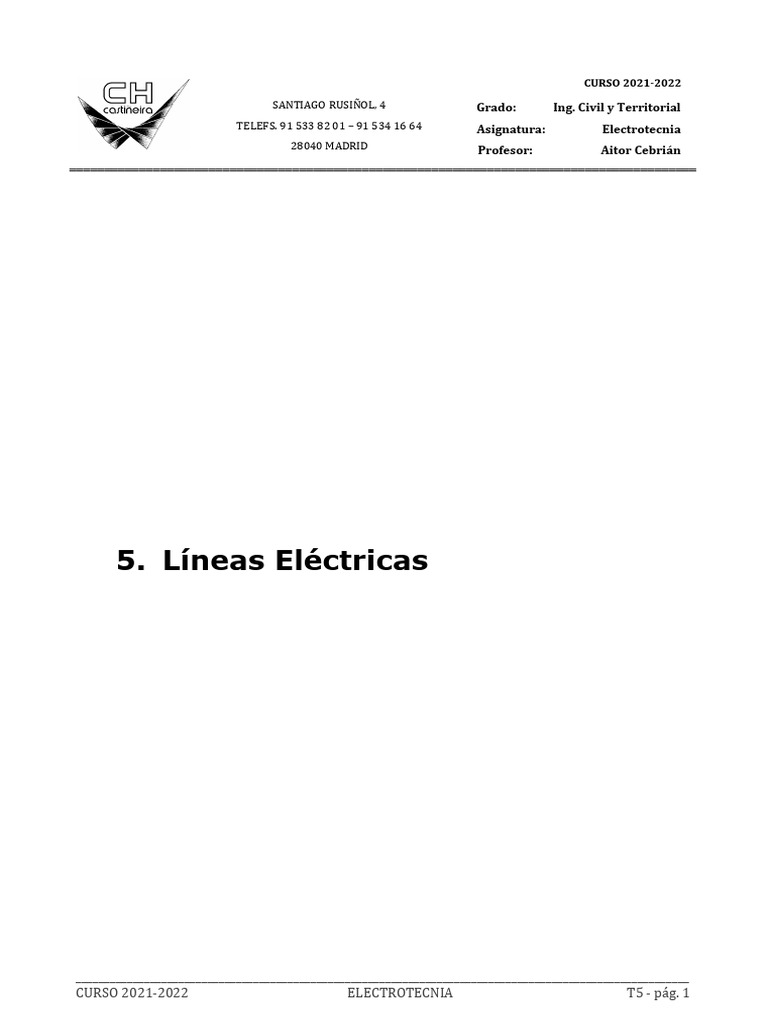 Líneas Eléctricas en Electrotecnia | PDF | Conductor electrico | Inductor