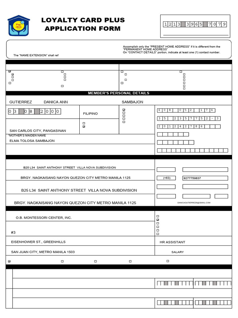 Pag-IBIG Loyalty Card Plus Application Form | PDF | Identity Document