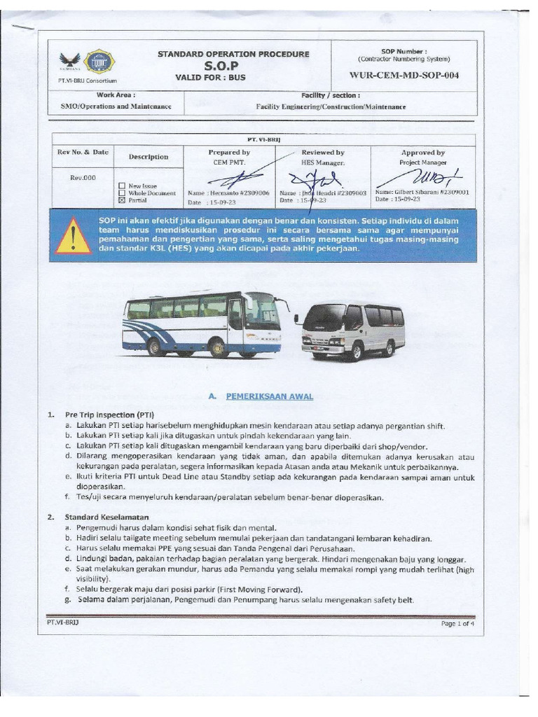 SOP Bus | PDF
