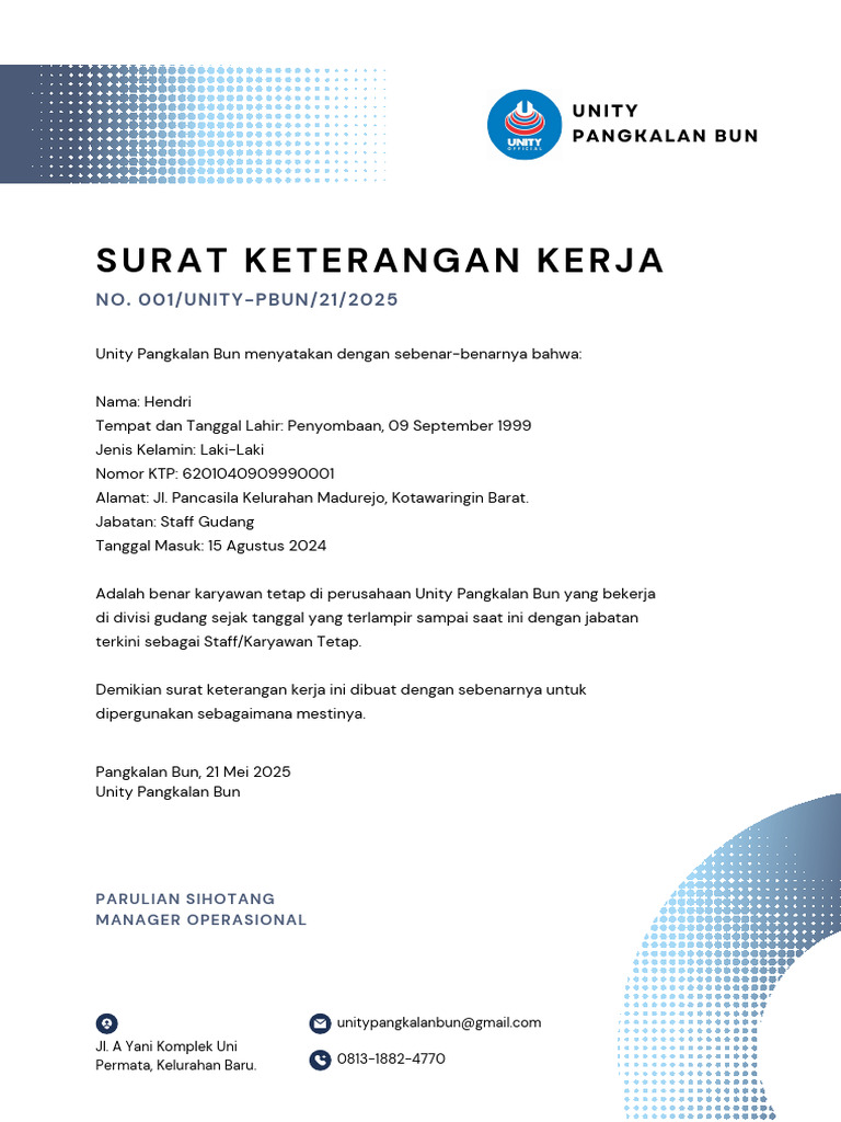Form SK Kerja | PDF