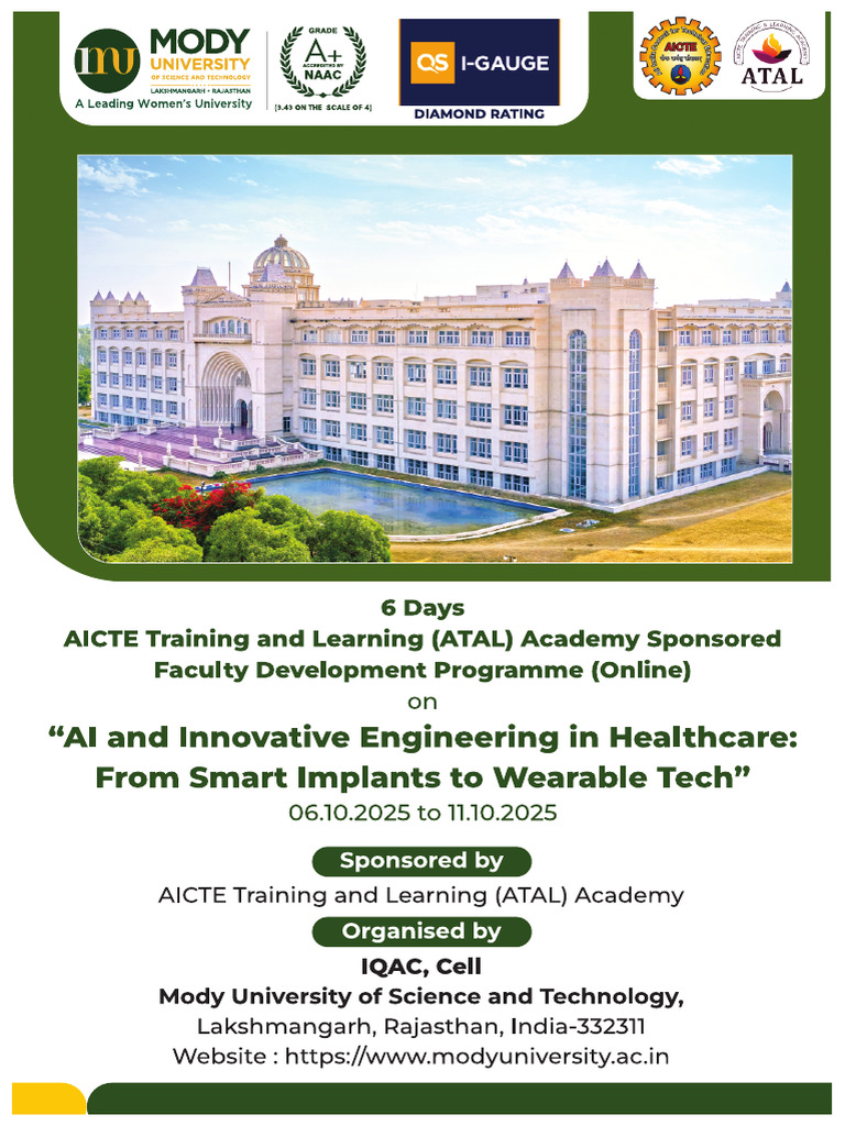 ATAL - FDP 2025 SET - Mody University | PDF