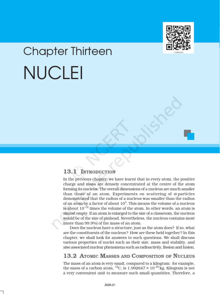 12 Phy NCERT Book PDF Nuclie | PDF | Atomic Nucleus | Neutron