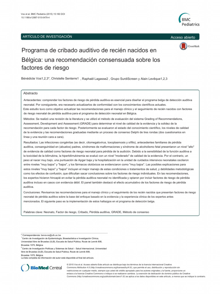 Programa de Cribado Auditivo para Recién Nacidos | PDF | Infantes ...