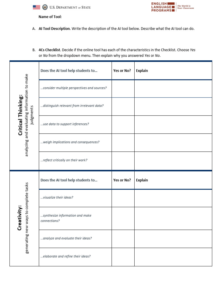 Critical Thinking & Creativity Tool Review | PDF | Critical Thinking ...