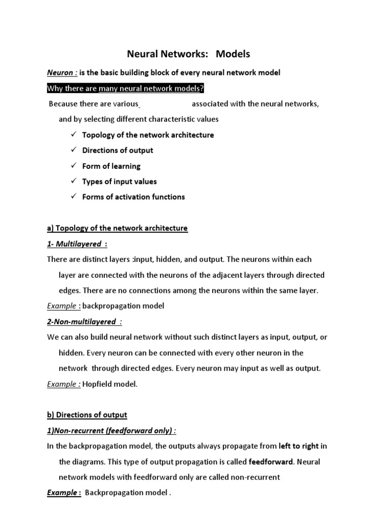 Neural Networks: Models: Why There Are Many Neural Network Models ...