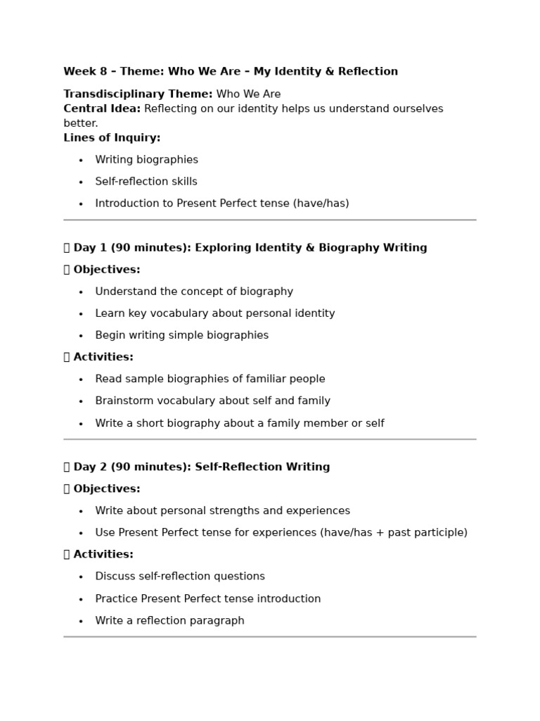 Lesson Plan w8 | PDF