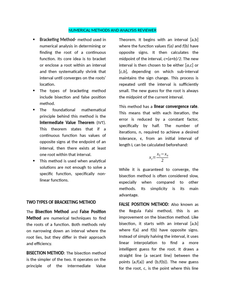 Bisection vs False Position Methods | PDF | Mathematical Analysis | Mathematics