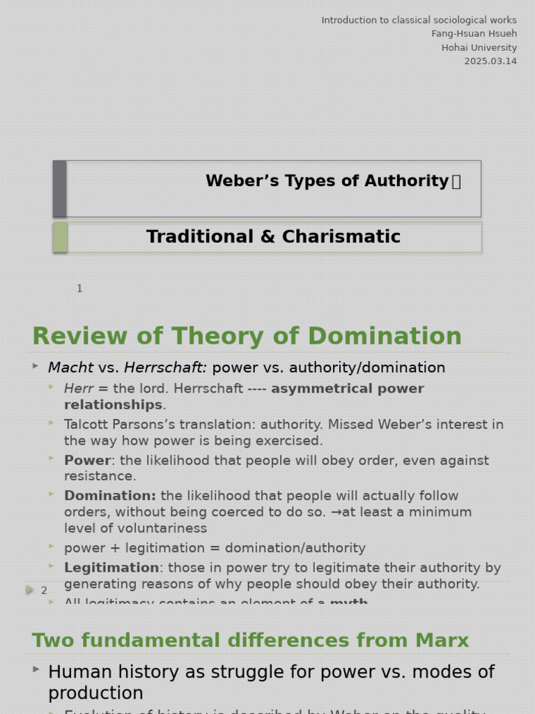 Weber's Traditional & Charismatic Authority | PDF | Charisma