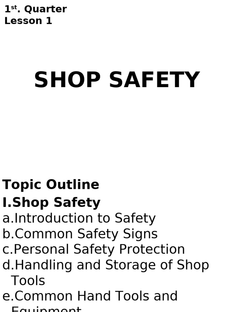 Essential Shop Safety Guidelines | PDF | Screw