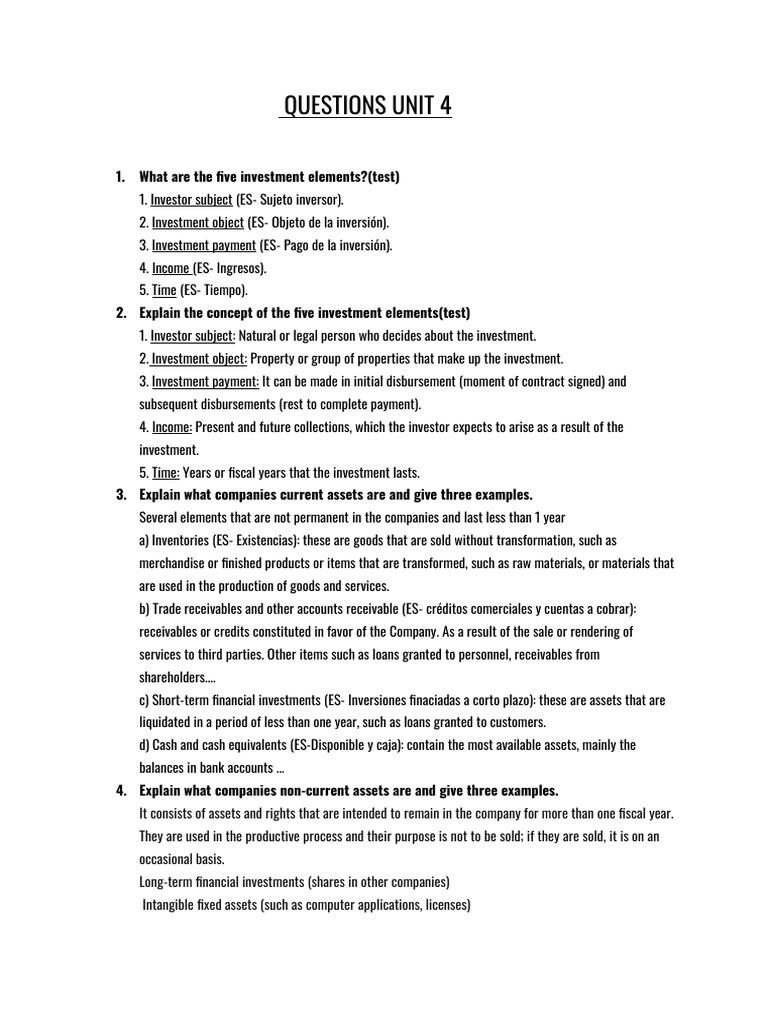 Copia de Unit 4 Final Questions | PDF | Factoring (Finance) | Loans