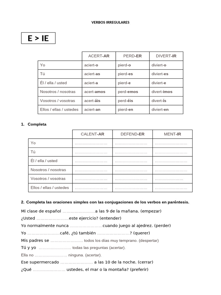 Verbos Irregulares Con Modelo | PDF | Verbo