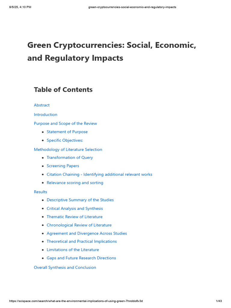 Green Cryptocurrencies: Social, Economic, and Regulatory Impacts | PDF ...