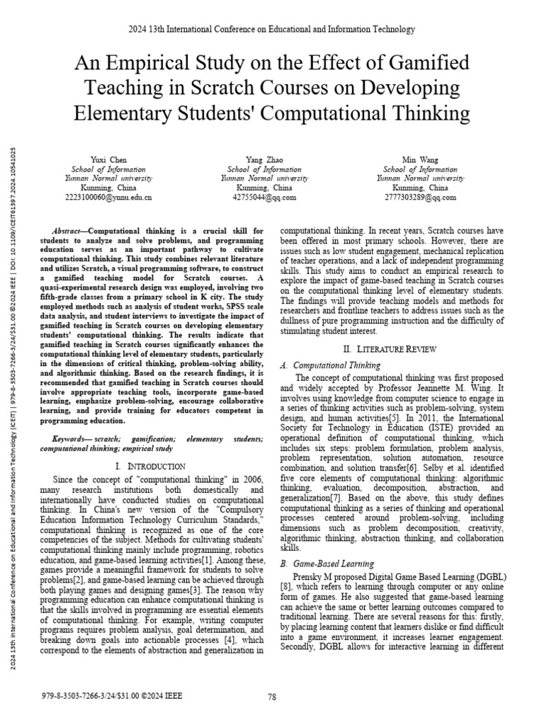 An Empirical Study On The Effect of Gamified Teaching in Scratch Courses On Developing ...