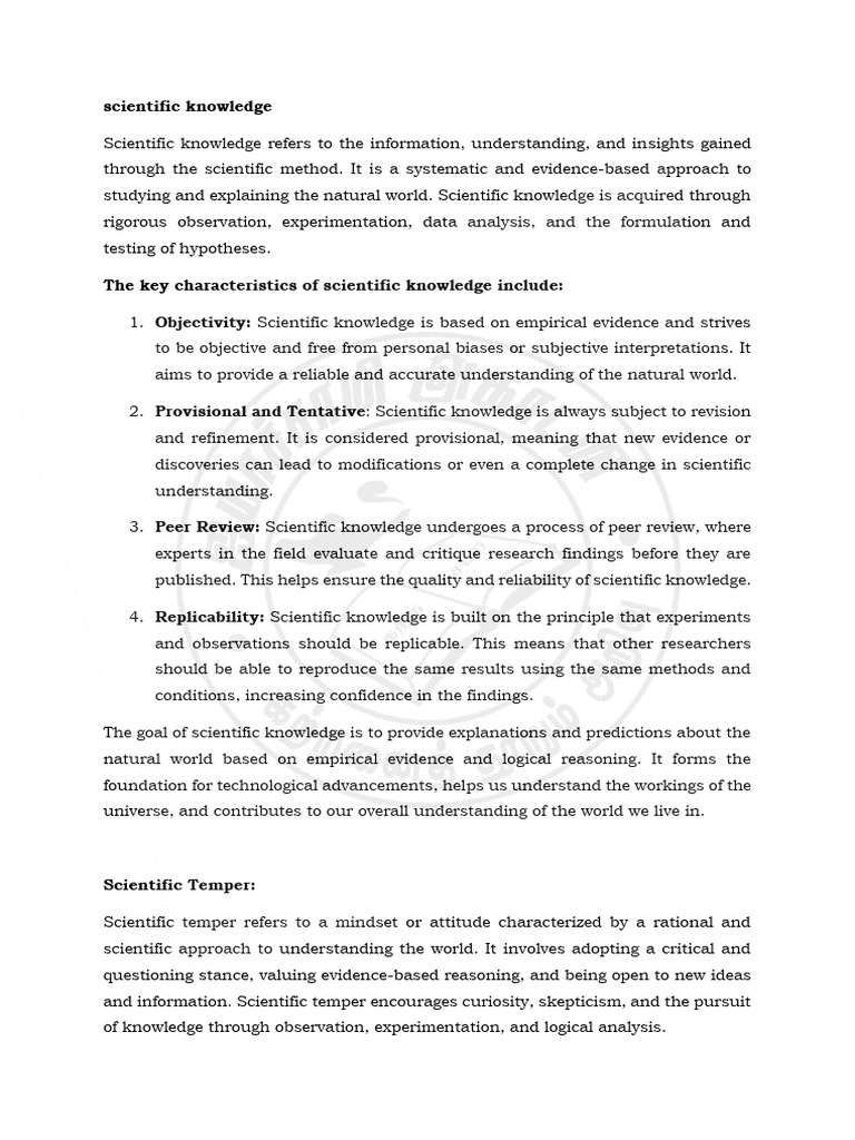 Scientific Knowledge and Scientific | PDF | Scientific Method ...