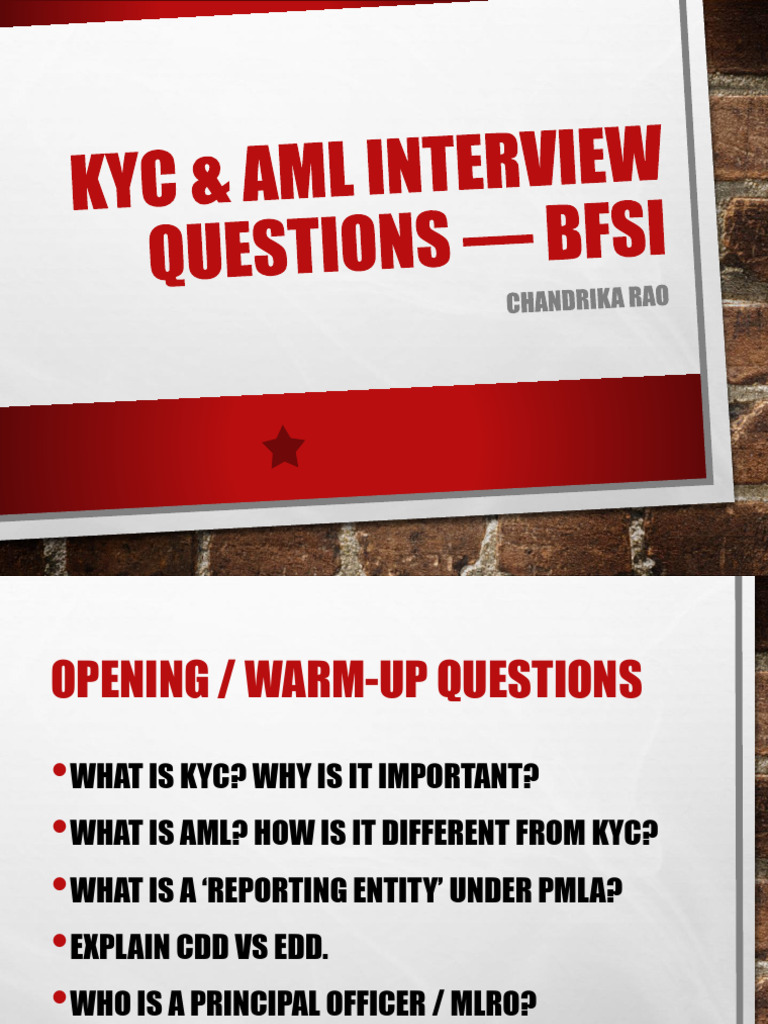 KYC AML Interview Questions Indian BFSI | PDF | Corporate Governance | Financial Regulation