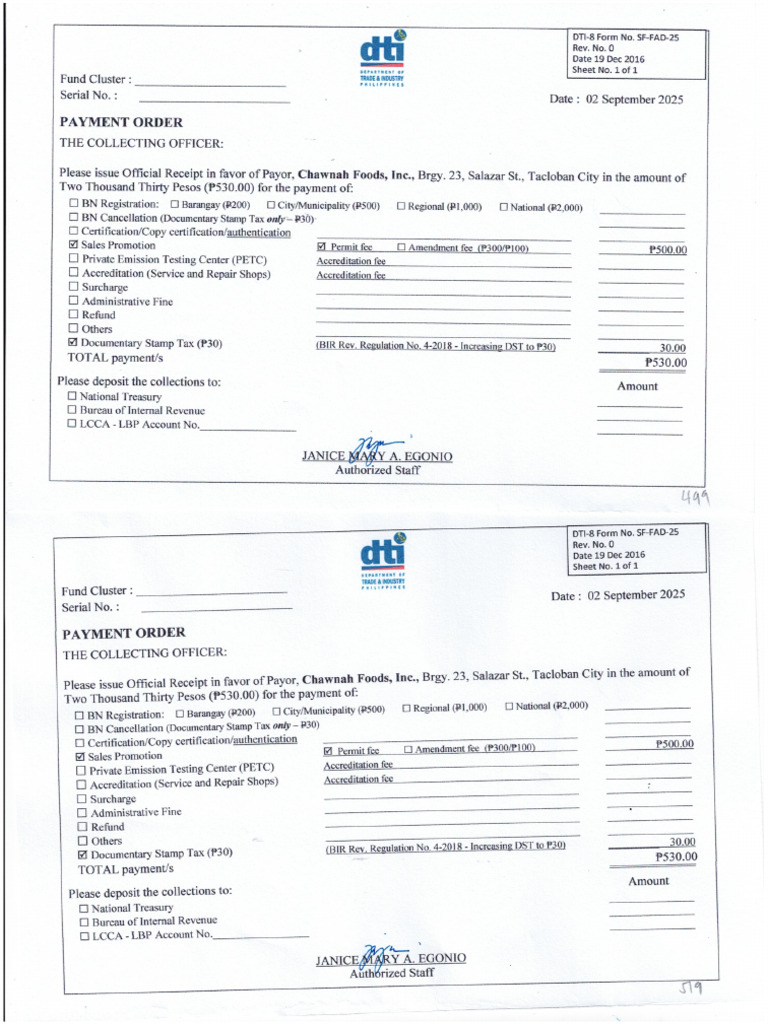 Payment Order Goldilocks | PDF