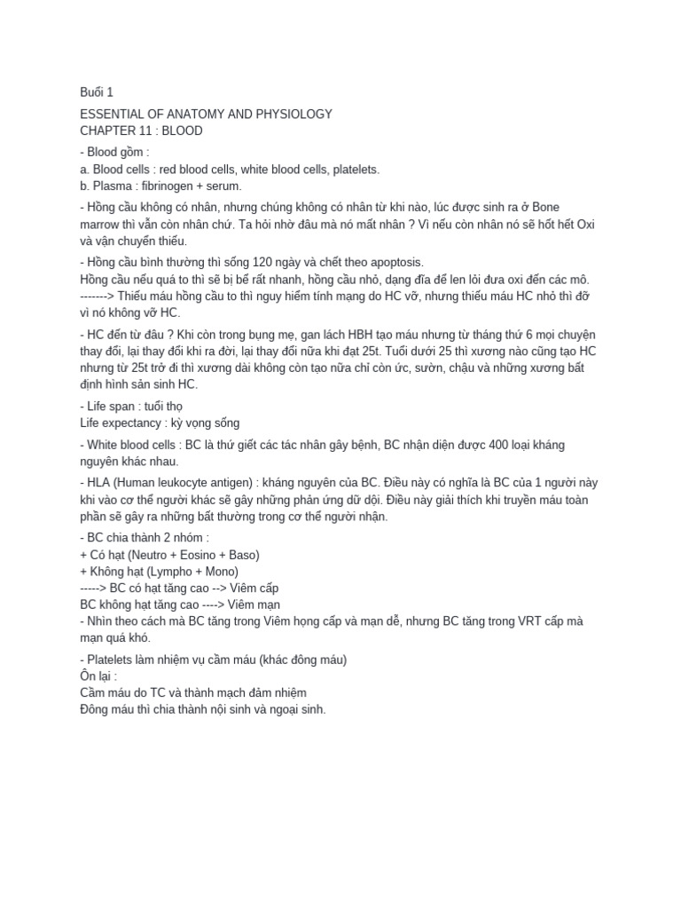 Chapter 11 Blood | PDF