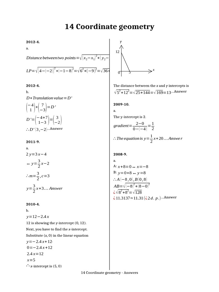 Coordinate Geometry Solutions and Examples | PDF | Line (Geometry ...