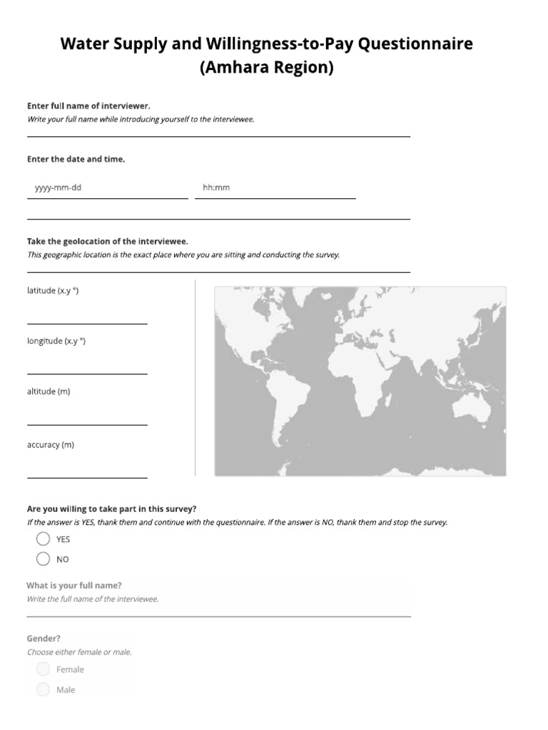 Water Supply and Willingness-To-Pay Questionnaire | PDF